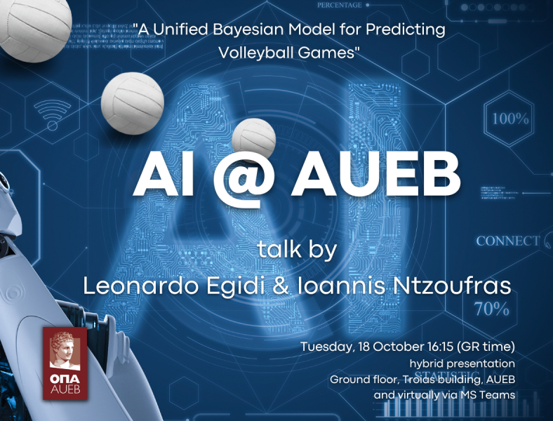 AI @ AUEB talk: "A Unified Bayesian Model for Predicting Volleyball Games", by Leonardo Egidi ...